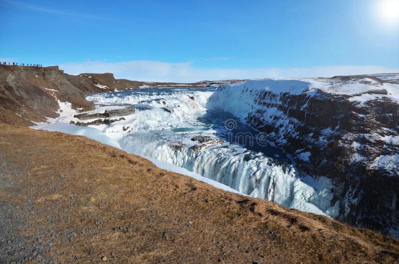 Icelandic Waterfalls Covered with Snow Stock Image - Image of icelandic ...