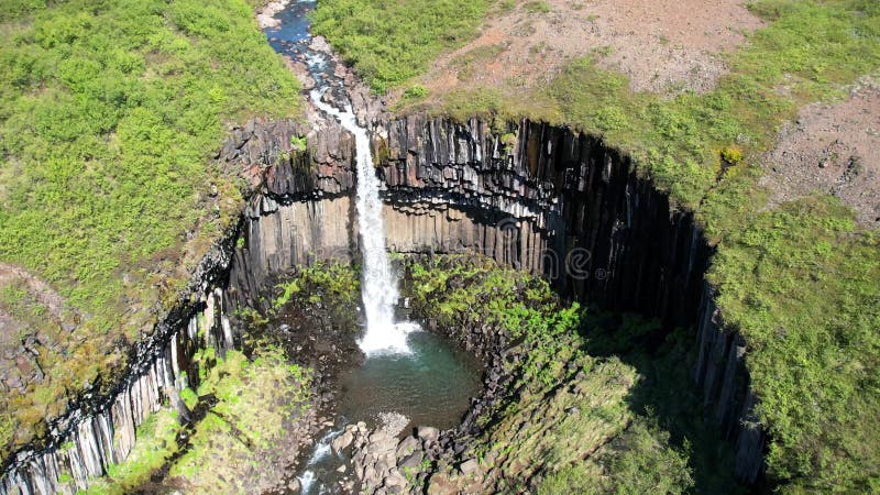Waterfall in a Basalt Cauldron View from Above Stock Footage - Video of ...