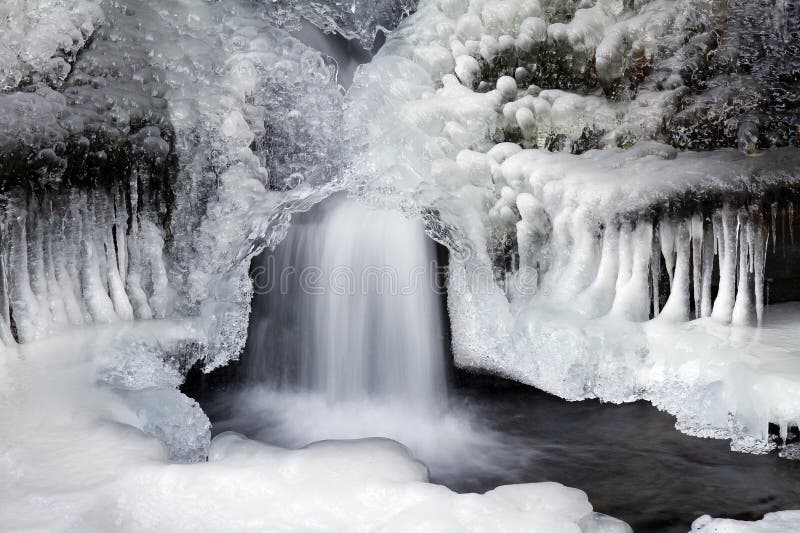 An Icescape with Veiled Flowing Water Stock Photo - Image of icescape ...