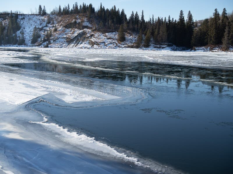 Icey River stock image. Image of edmonton, frigid, seasonal - 207061311