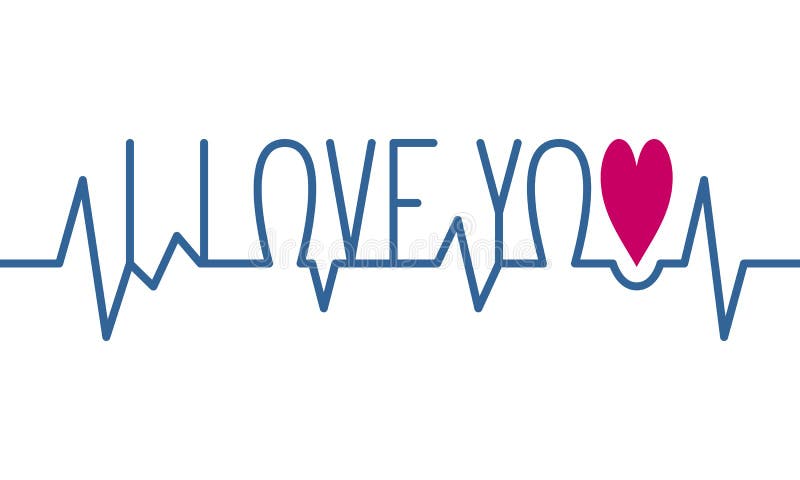 Ich liebe dich Herzschlag vektor abbildung. Illustration von abbildung ...