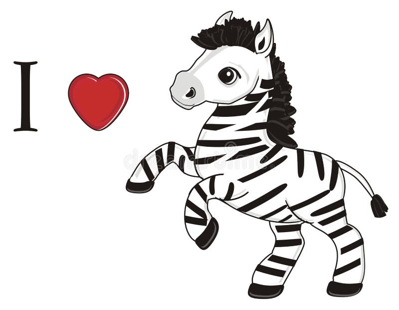 Ich liebe Zebra stock abbildung. Illustration von mähne - 95055914