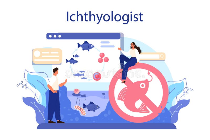 Ichthyologist Concept. Ocean Fauna Scientist Stock Vector ...