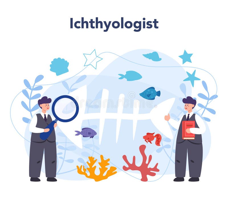 Ichthyologist Concept. Ocean Fauna Scientist Stock Vector ...