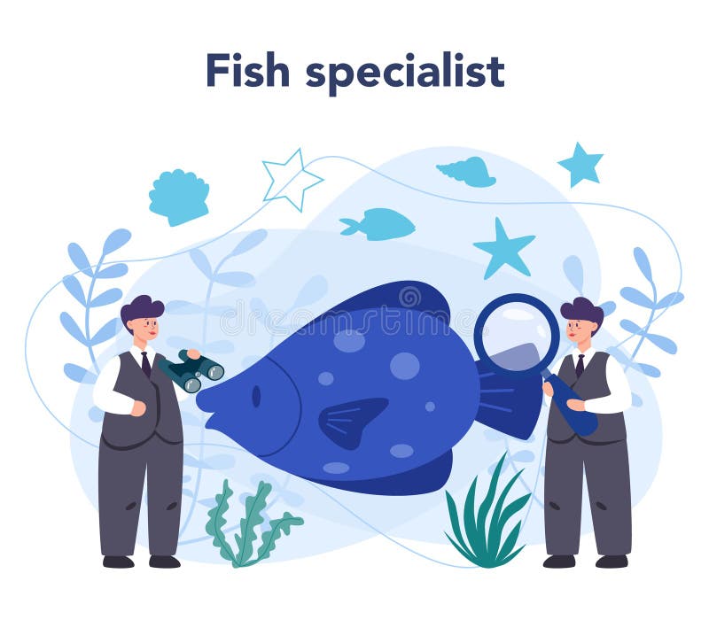 Ichthyologist Concept. Oceanic Fauna Scientist Stock Vector ...