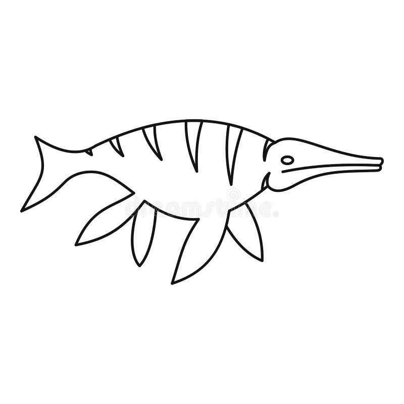 Ichthyosaur Dinosaur Icon, Outline Style Stock Vector - Illustration of ...