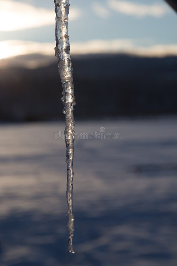 Single Icicle on a Lamppost Near Montmorency Falls in Quebec Stock ...