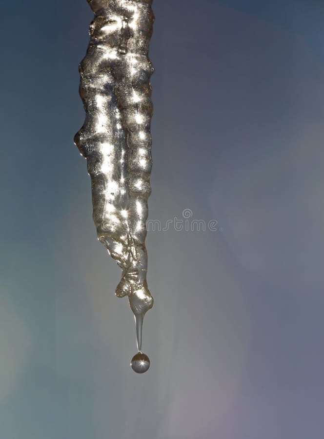 Icicle and Water Drop Against the Sky Stock Image - Image of bright ...