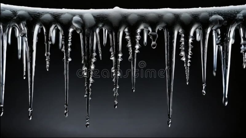 Icicles on an Black Background, Motion Stock Video - Video of crystal ...