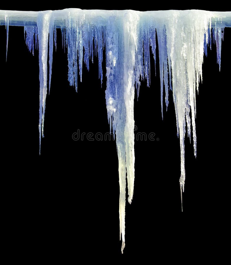 Icicles On An Black Background. Stock Photo - Image of seasons ...