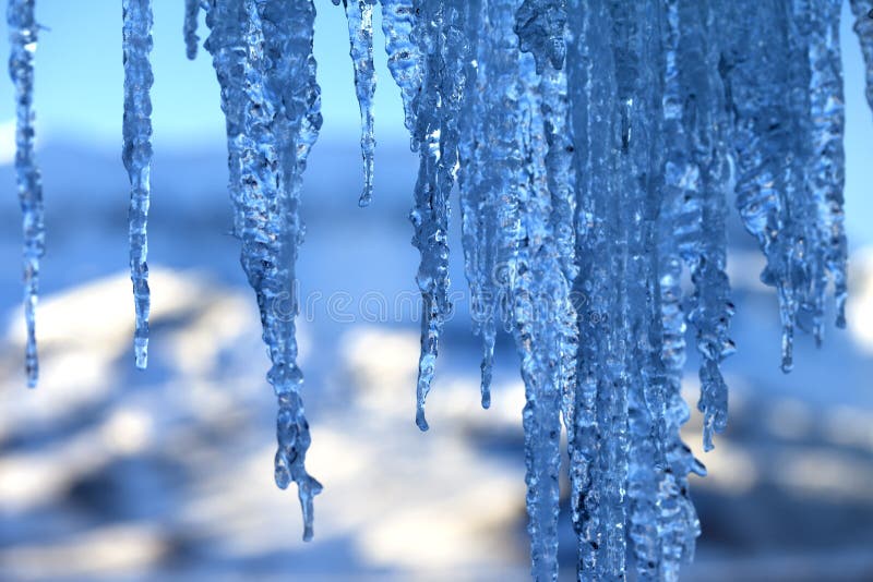 Icicles in Cold Winter Evening Stock Image - Image of nature, drops ...