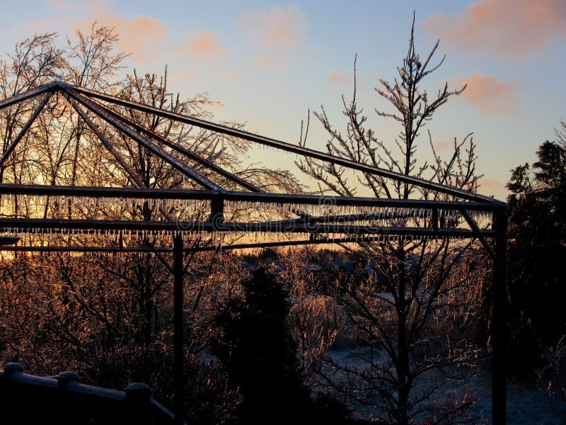 Icicles Formed on Backyard Gazebo Canopy Stock Image - Image of cold ...