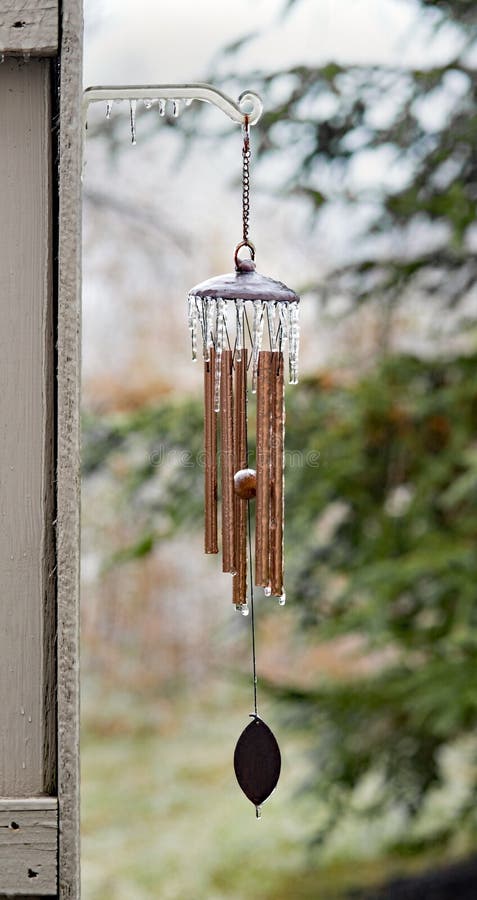 Icicles on Frozen Copper Wind Chime Stock Photo - Image of drops, chime ...