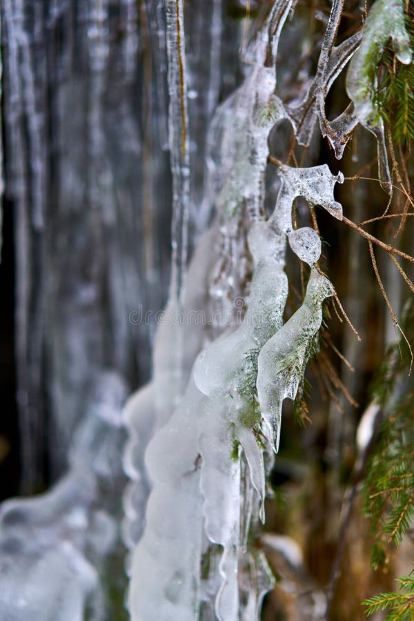 Icicles from a Frozen Waterfall Stock Image - Image of detail, abstract ...