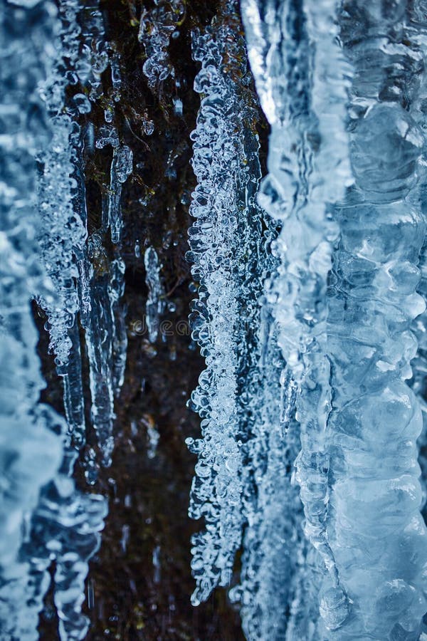 Icicles from a Frozen Waterfall Stock Photo - Image of chill, light ...