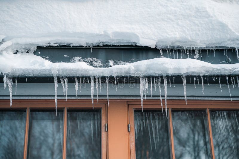 Icicles on Window stock photo. Image of frozen, view - 109615704