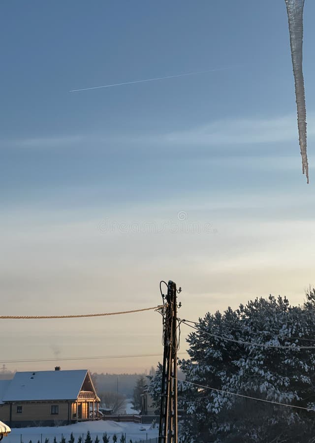 Icicles Hanging from Thatched Roofs Stock Photo - Image of exterior ...