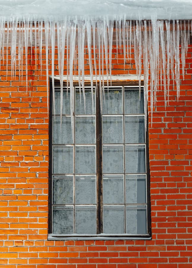 Icicles on Window stock photo. Image of frozen, view - 109615704