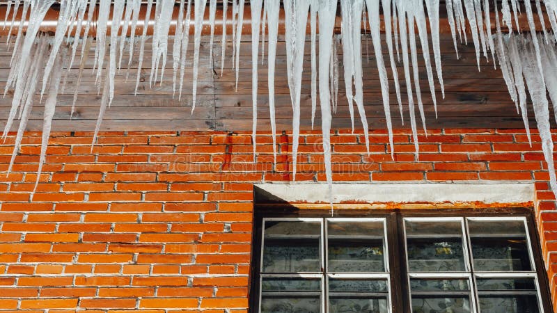 Icicles on Window stock photo. Image of frozen, view - 109615704