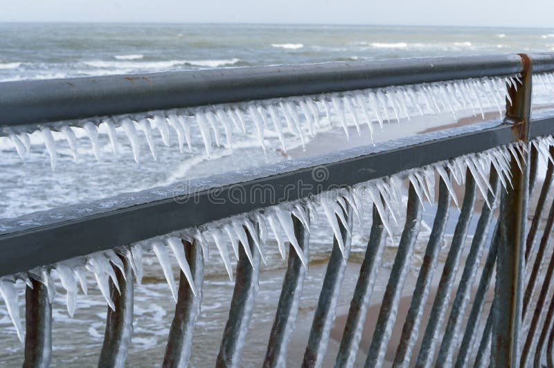 Icicles on the Metal Structure Stock Photo - Image of nature, design ...