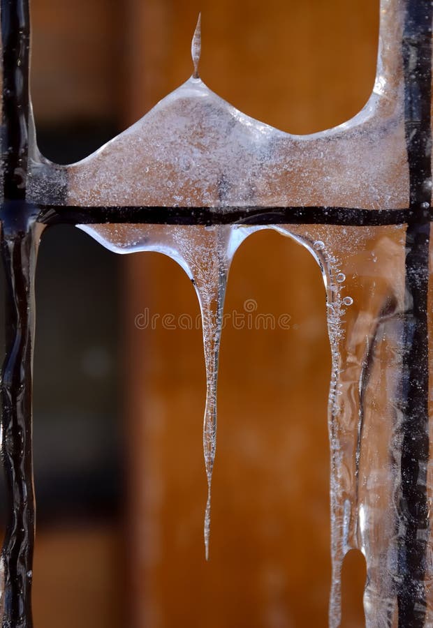 Icicles on a Old Metal Fence Stock Image - Image of icestorm, blizzard ...