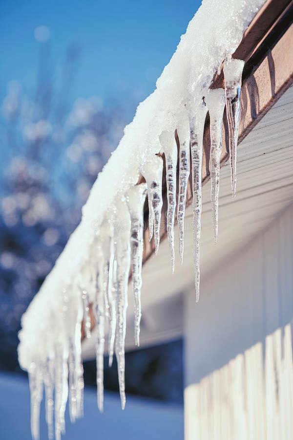 Icicles from the Roof of the House. Selective Focus Stock Photo - Image ...