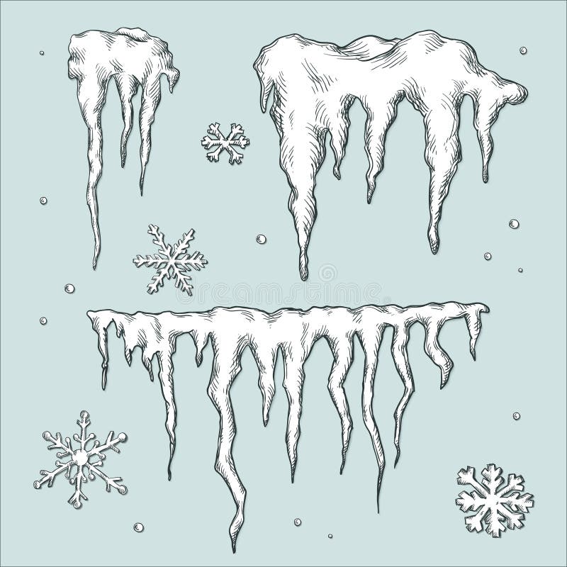 Icicles and Snowflakes. Winter Theme Stock Vector - Illustration of ...