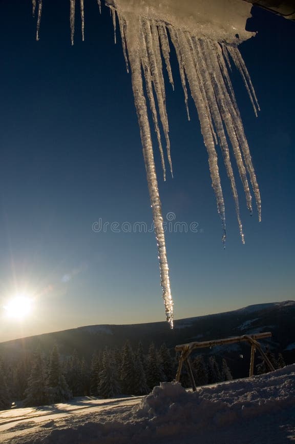 Icicles and sun stock image. Image of sunlit, glimmer - 18205295