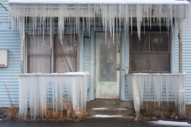Icicles on Window stock photo. Image of frozen, view - 109615704