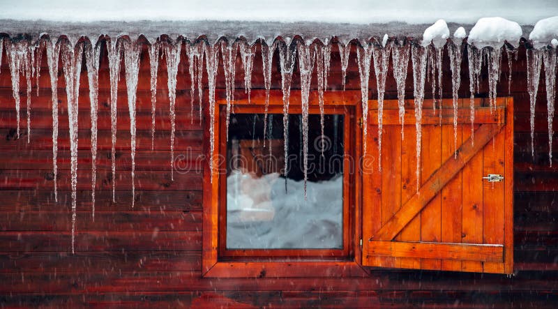 Icicles on Window stock photo. Image of frozen, view - 109615704