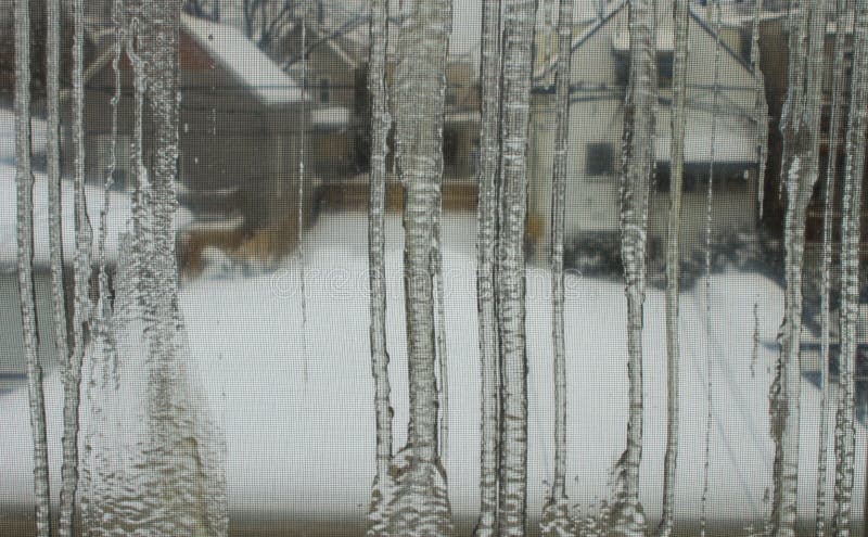 Icicles on Window stock photo. Image of frozen, view - 109615704