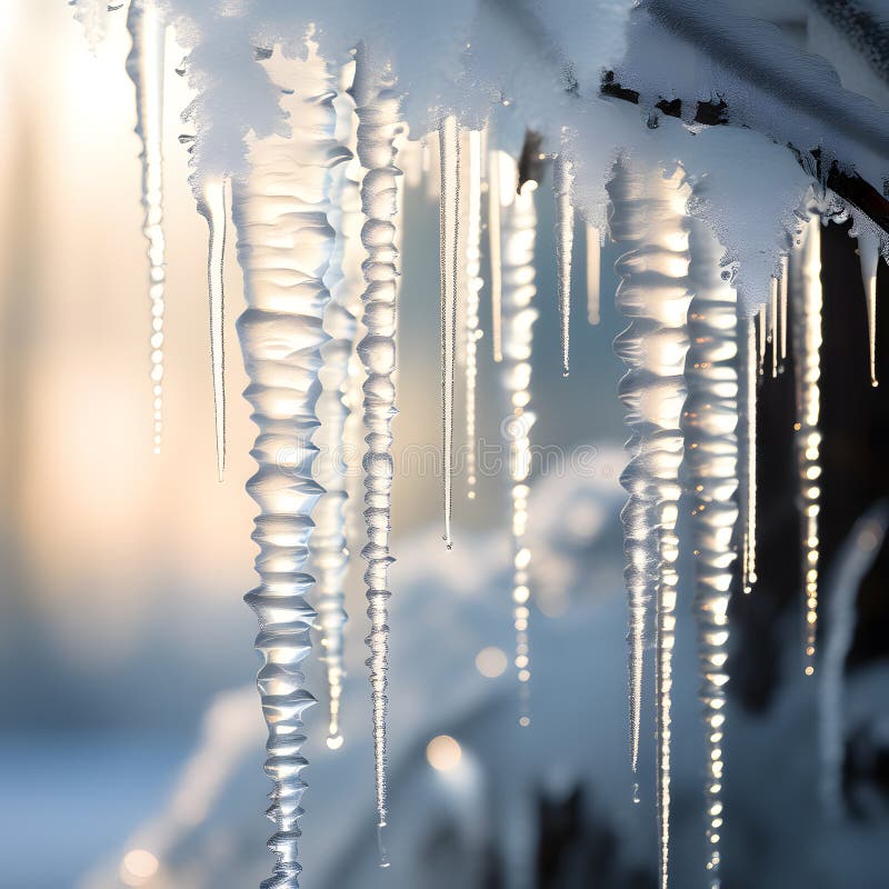 Icicles in Winter, Ai-generatet Stock Illustration - Illustration of ...