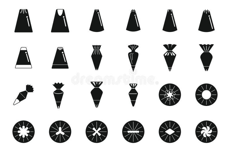 Icing Nozzles Icons Set Simple Vector. Cake Decoration Stock Vector ...