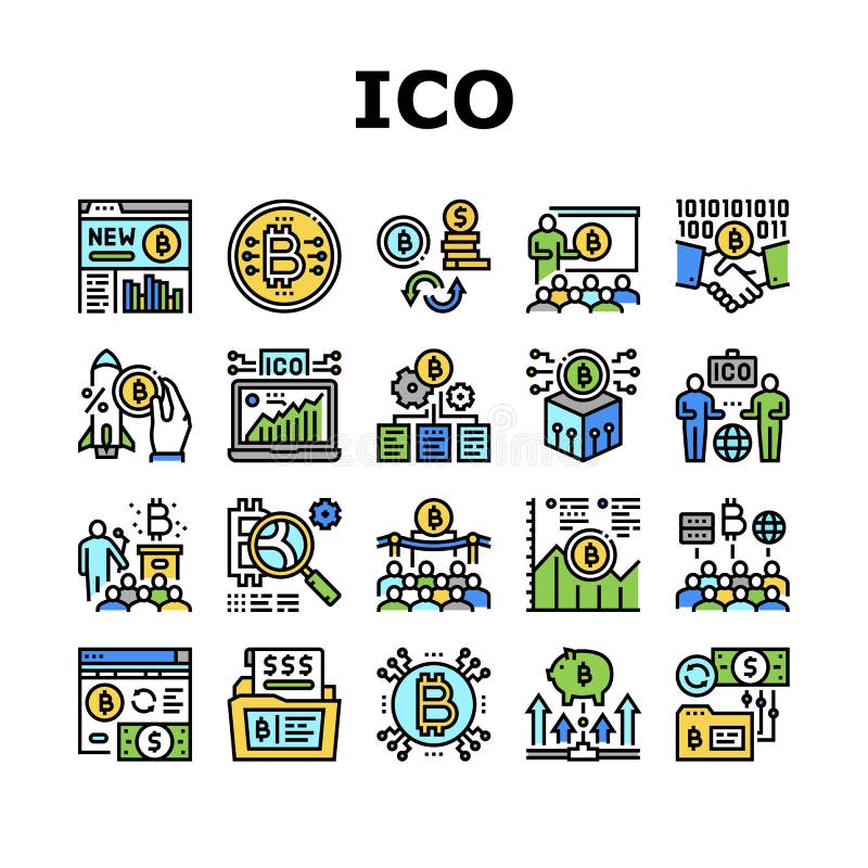 Ico Initial Coin Offer Collection Icons Set Vector Stock Vector ...