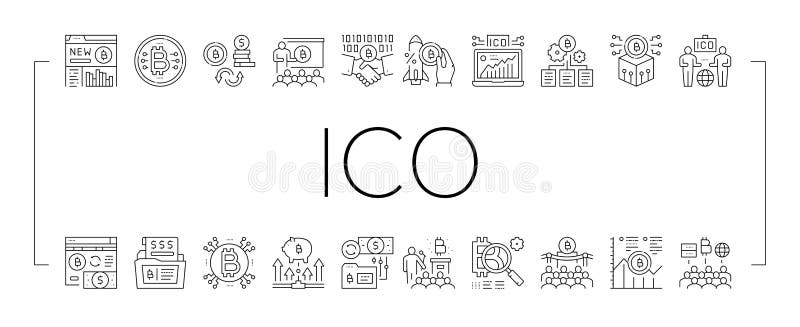 Ico Initial Coin Offer Collection Icons Set Vector . Stock Vector ...