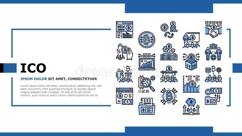 Ico Initial Coin Offer Landing Header Vector Stock Vector ...