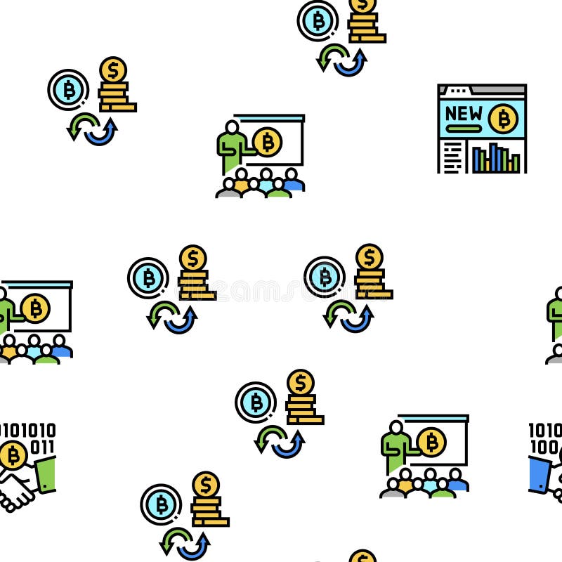 Ico Initial Coin Offer Vector Seamless Pattern Stock Vector ...