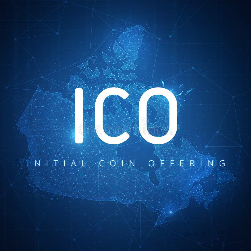 ICO Initial Coin Offering Banner with Canada Map. Stock Illustration ...