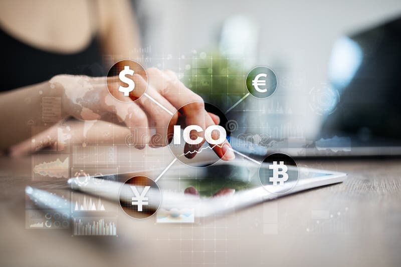 ICO Initial Coin Offering. Digital Electronic Binary Money Financial ...