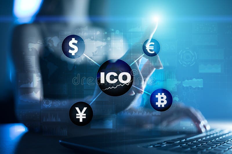 ICO, Initial Coin Offering. Digital Electronic Binary Money Financial ...