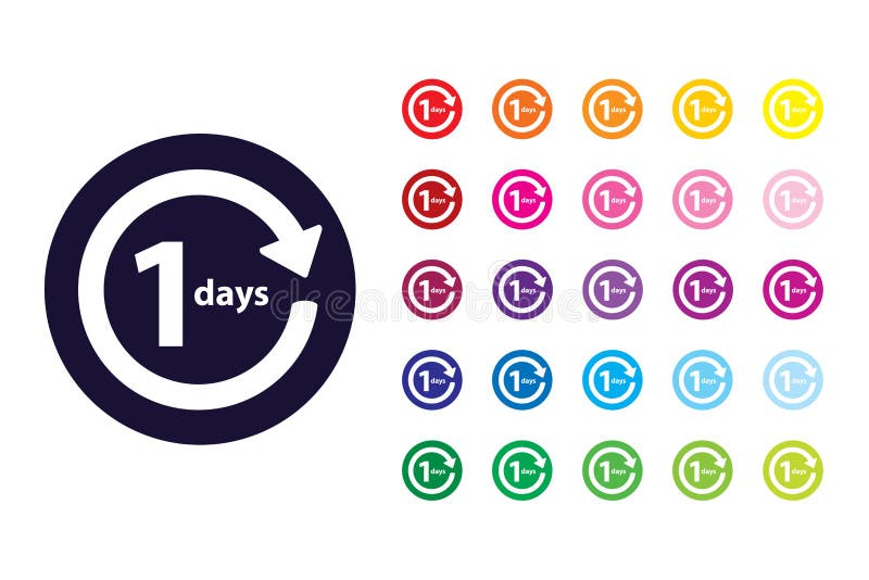 1 Day Return Sign Icon. 1 Day Return Color Symbol. Stock Vector ...
