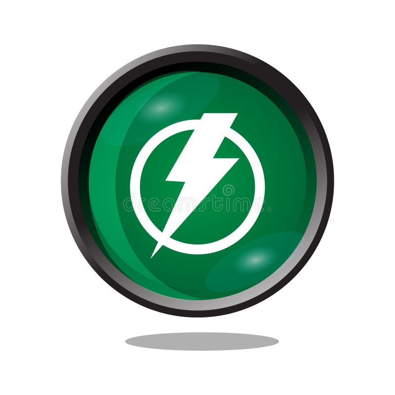 Green Power Energy and Electricity Button Stock Vector - Illustration ...