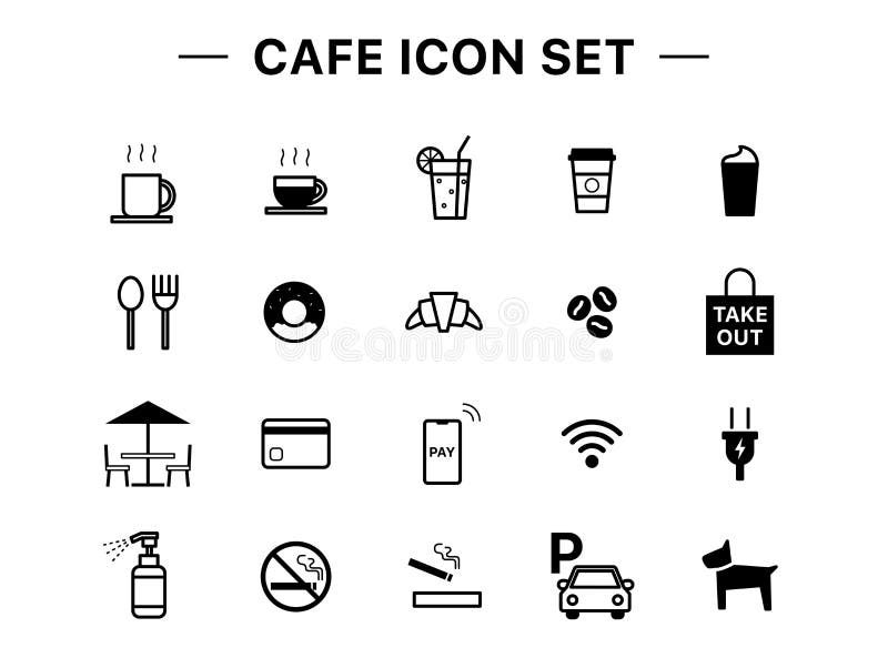 Cafe icon set stock vector. Illustration of alcohol - 232785313
