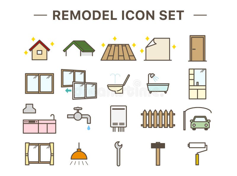 Various Remodeling Icon Sets Stock Vector - Illustration of cloth ...