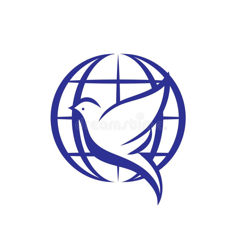 Dove with Global Icon Symbol. Stock Vector - Illustration of dove ...