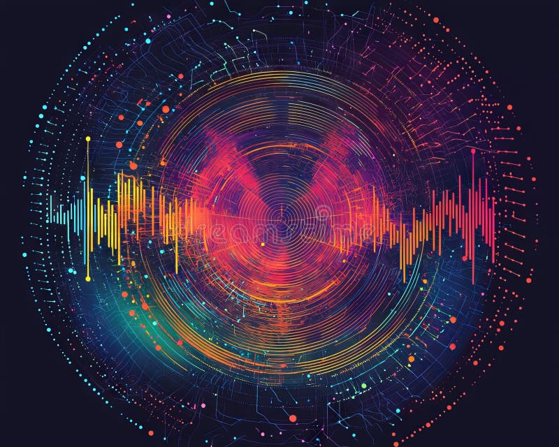 Icon of an Abstract Circular Equalizer with Soundwaves in a Frequency ...