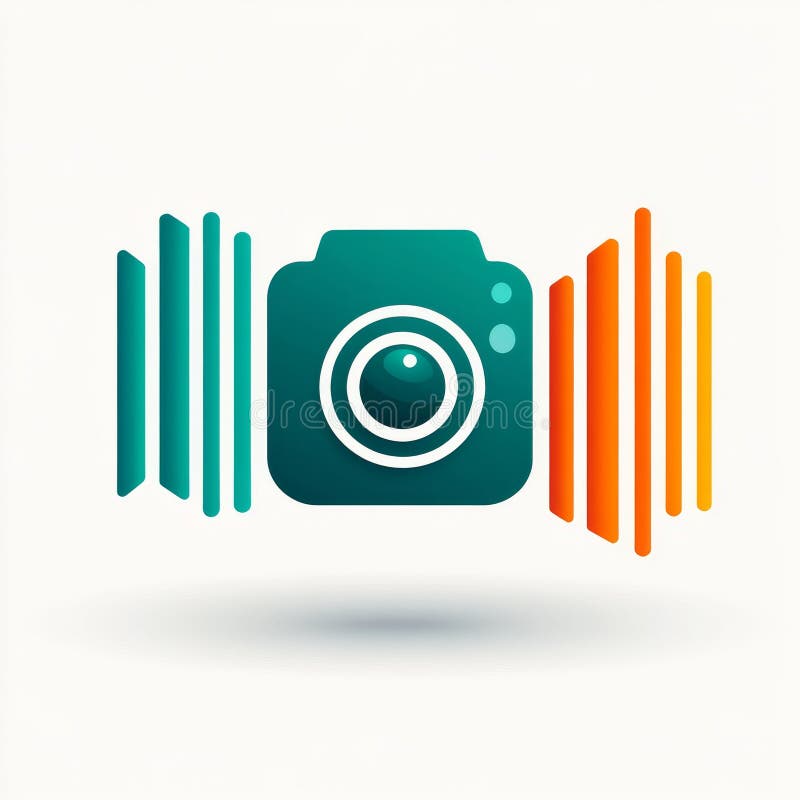 Icon of Abstract Sound Waves with a Frame, Colored in Green and Orange ...