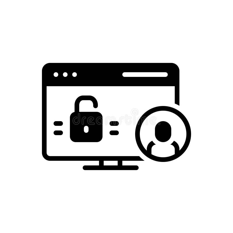 Black Solid Icon for Access, Lock and Website Stock Vector ...