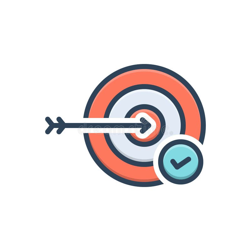 Color Illustration Icon for Accomplished, Adept and Bullseye Stock ...