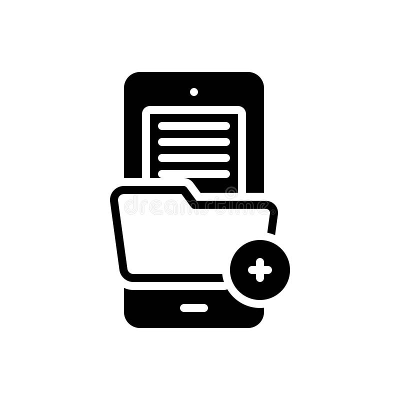 Black Solid Icon for Added, Attached and Connect Stock Vector ...